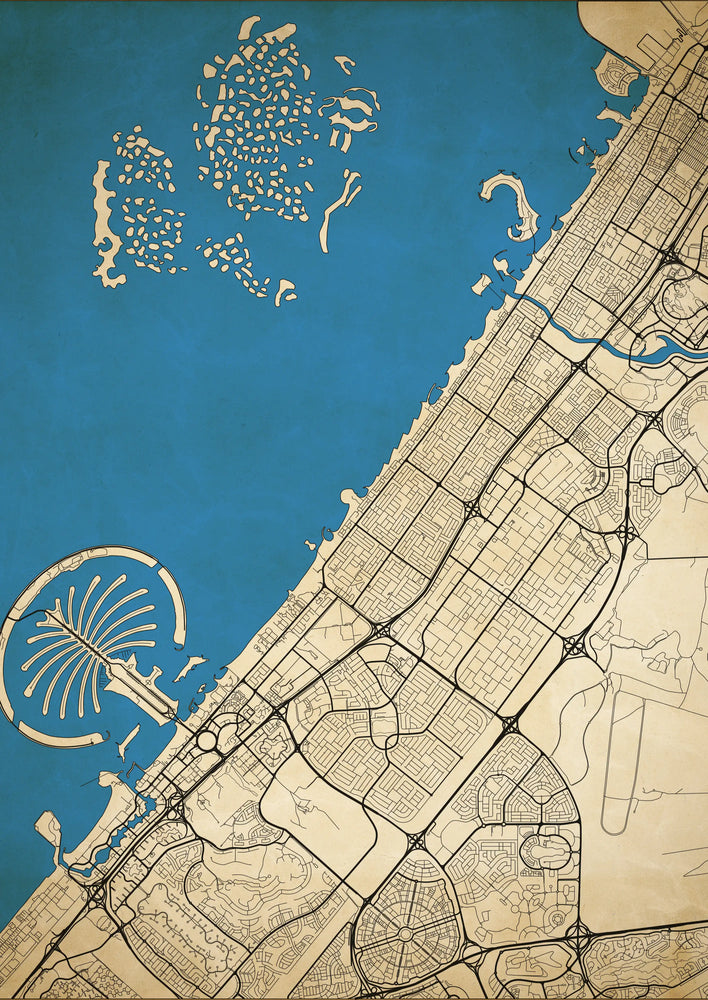 UAE Black Outline Digital Map – ArtsmileyDecor