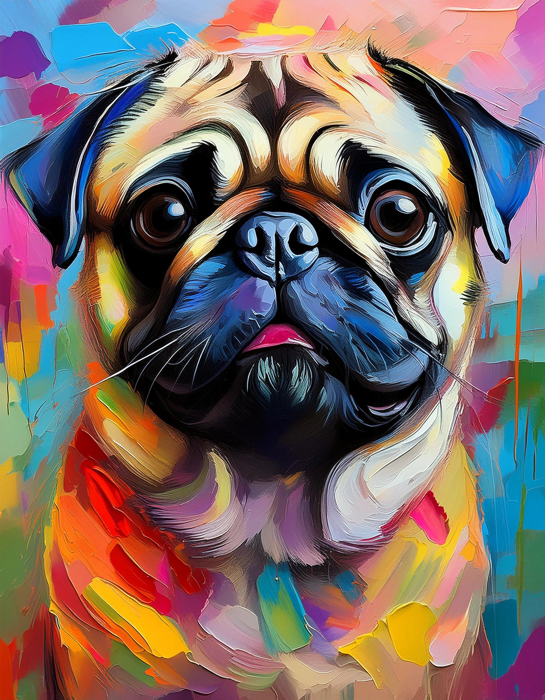 Colorful Pug Portrait Ii - ArtSmileyDecor – ArtsmileyDecor